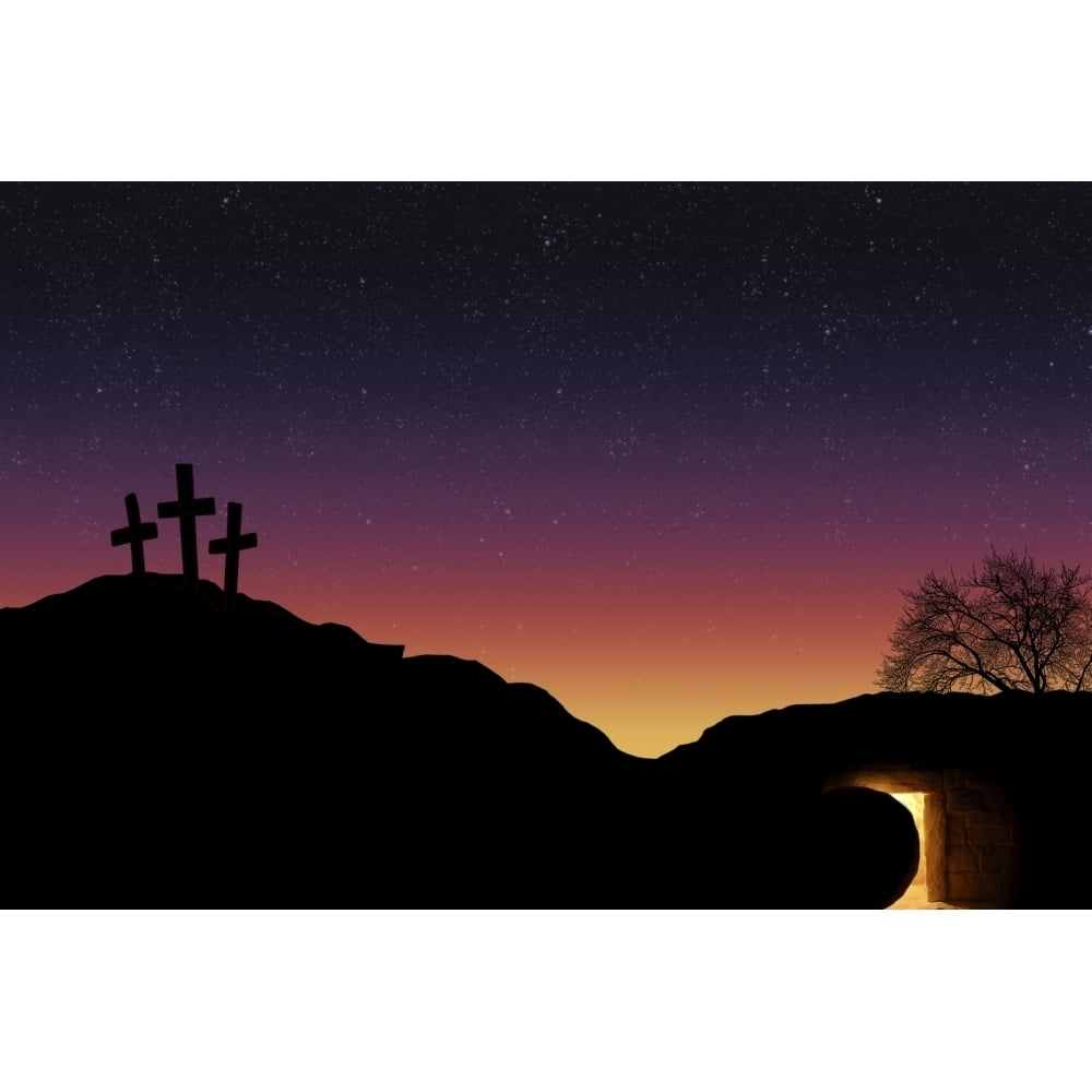 Empty Tomb And Three Crosses Poster Print - Walmart.com