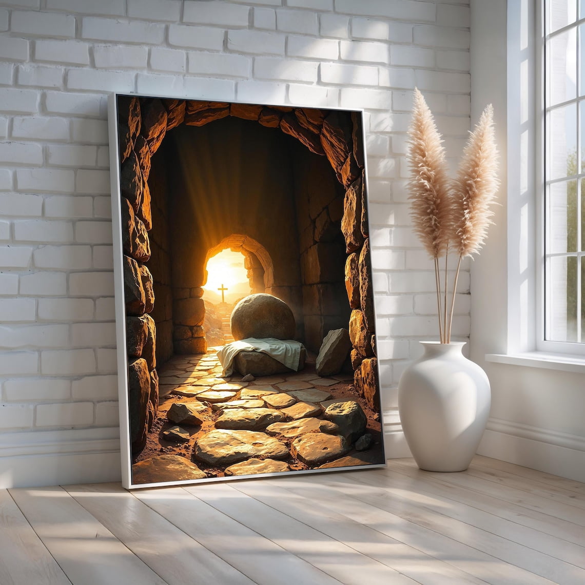 Empty Tomb Christian Canvas He Is Risen Wall Art Easter Resurrection ...