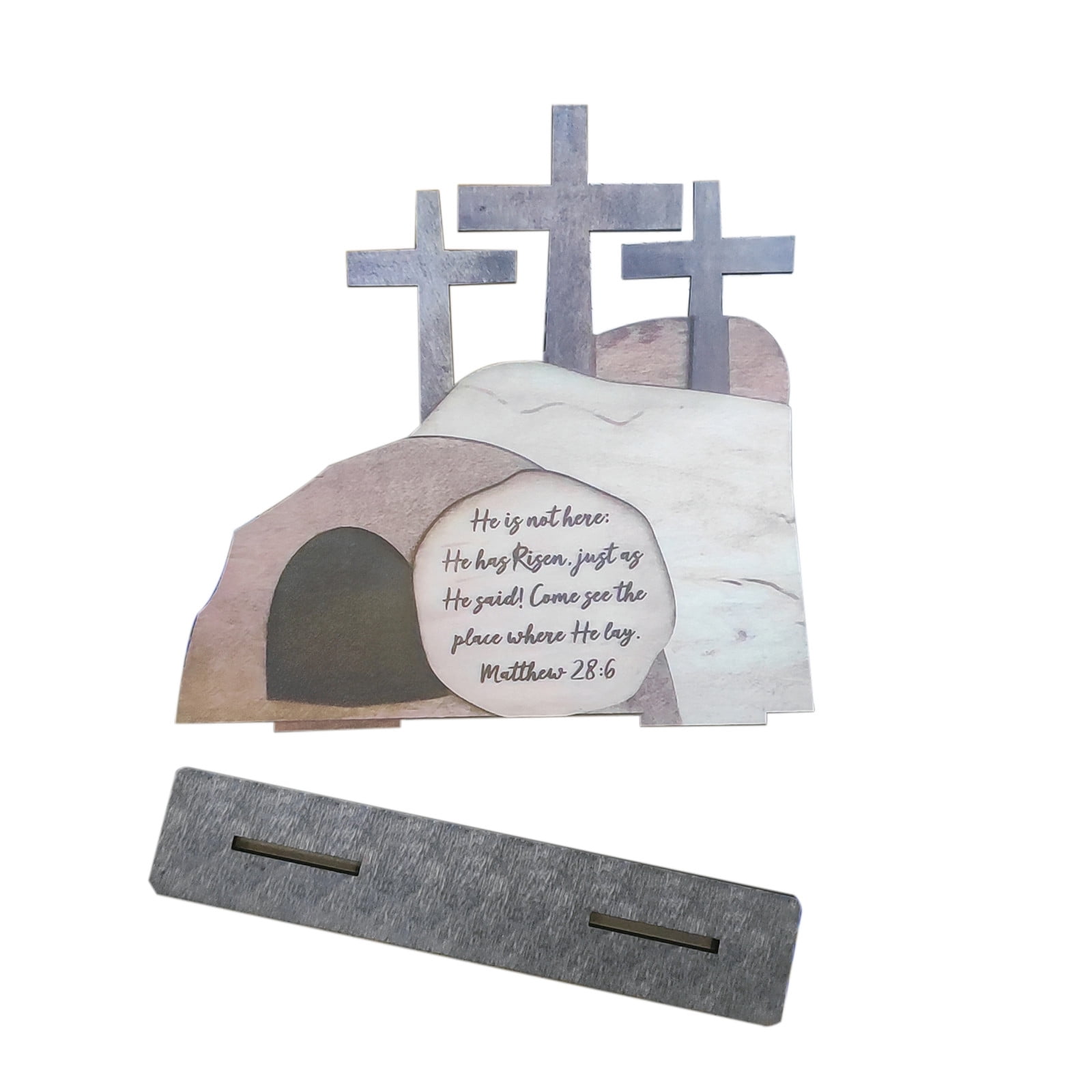 Empty Tomb Easter Scene and Cross Decoration, 10 Inch Wooden Jesus ...