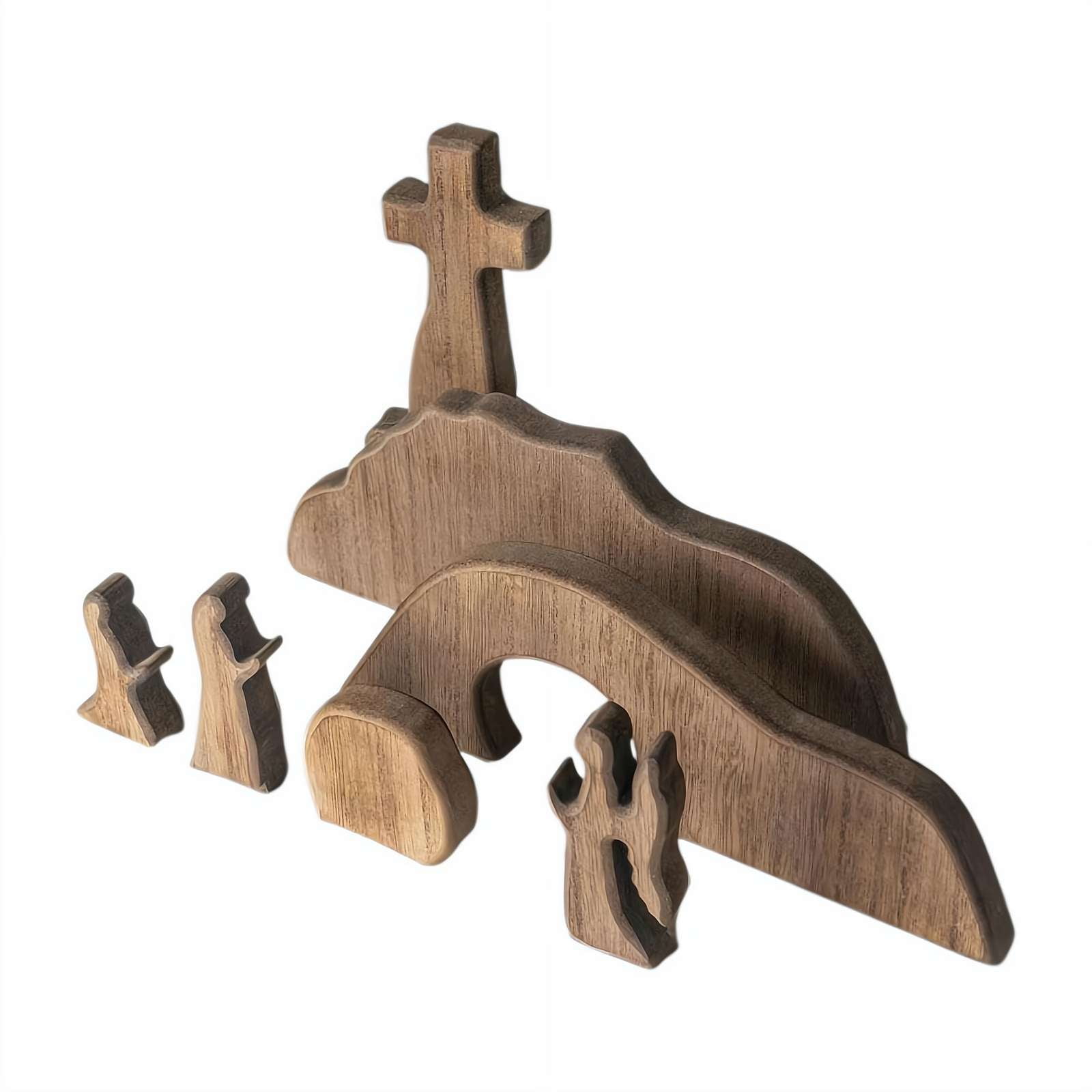 Empty Tomb Easter Scene and Cross Decoration, Handmade Wooden Empty ...