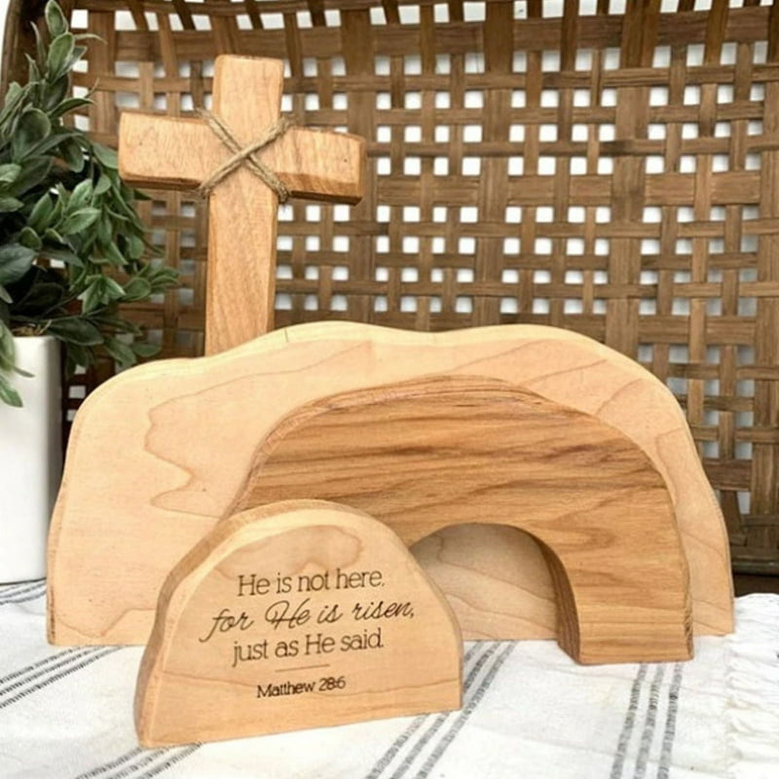 Empty Tomb Easter Scene and Cross Decoration, Wood Easter Resurrection ...