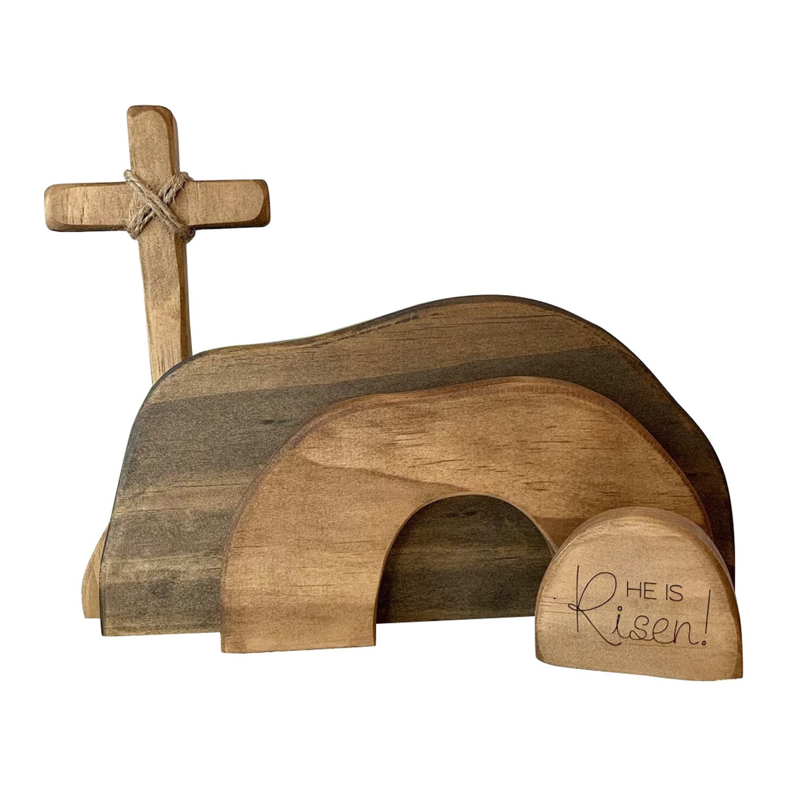 Empty Tomb Easter Scene & Cross Wooden Decor - He is Risen Jesus Tomb ...