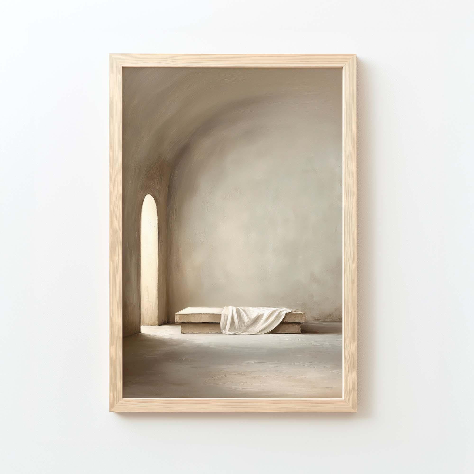 Empty Tomb Resurrection Christian Wall Art - Neutral Minimalist Beige ...