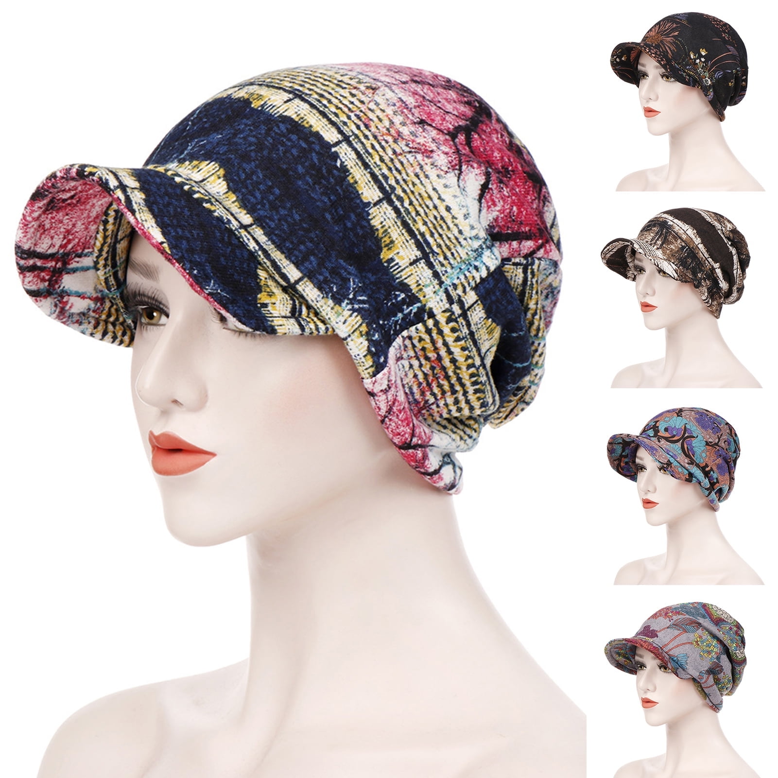 Empty Top Earflap Stretchy Thick Headscarf Hat Vintage Floral Pattern ...