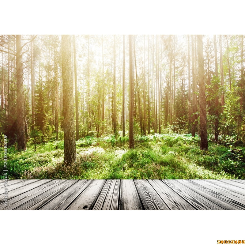 Empty Wood Flooring On Gre Forest Photography Backdrops Props Morning ...