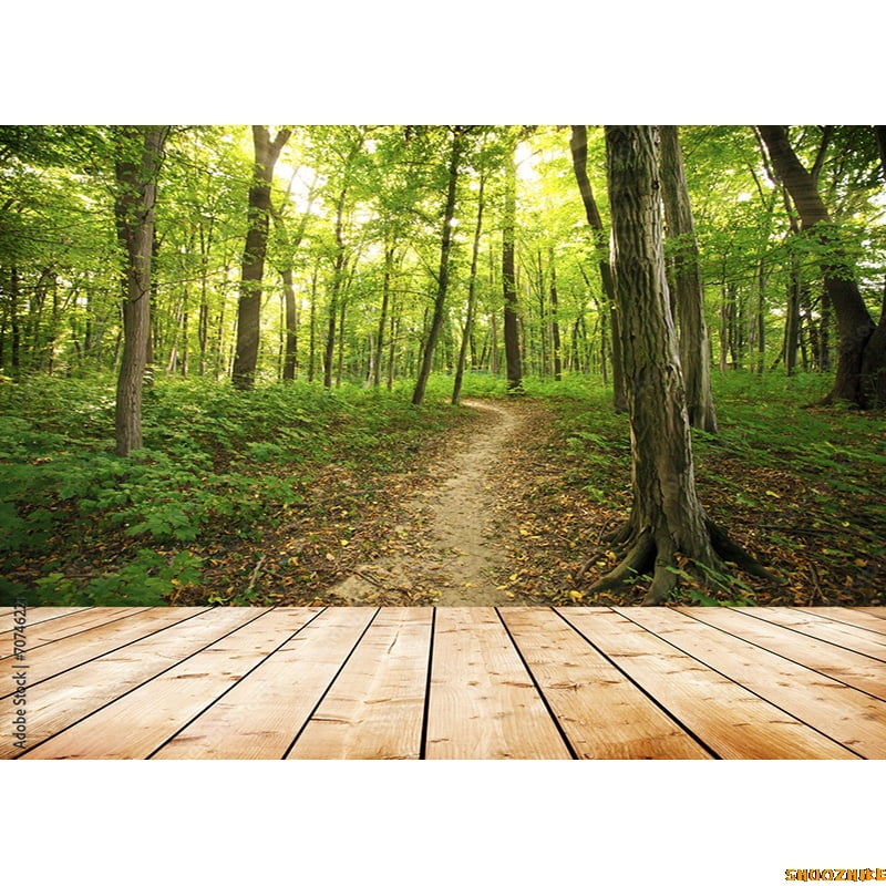 Empty Wood Flooring On Gre Forest Photography Backdrops Props Morning ...