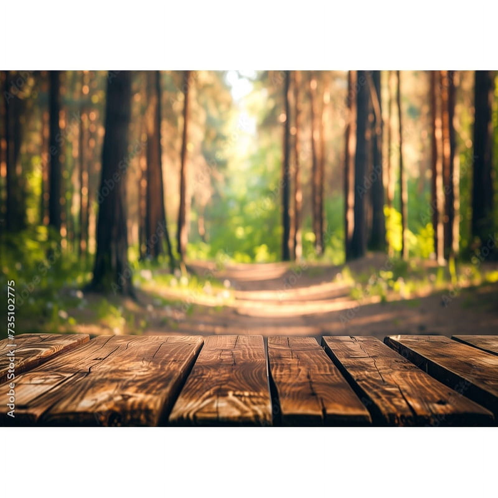 Empty Wood Flooring On Gre Forest Photography Backdrops Props Morning ...
