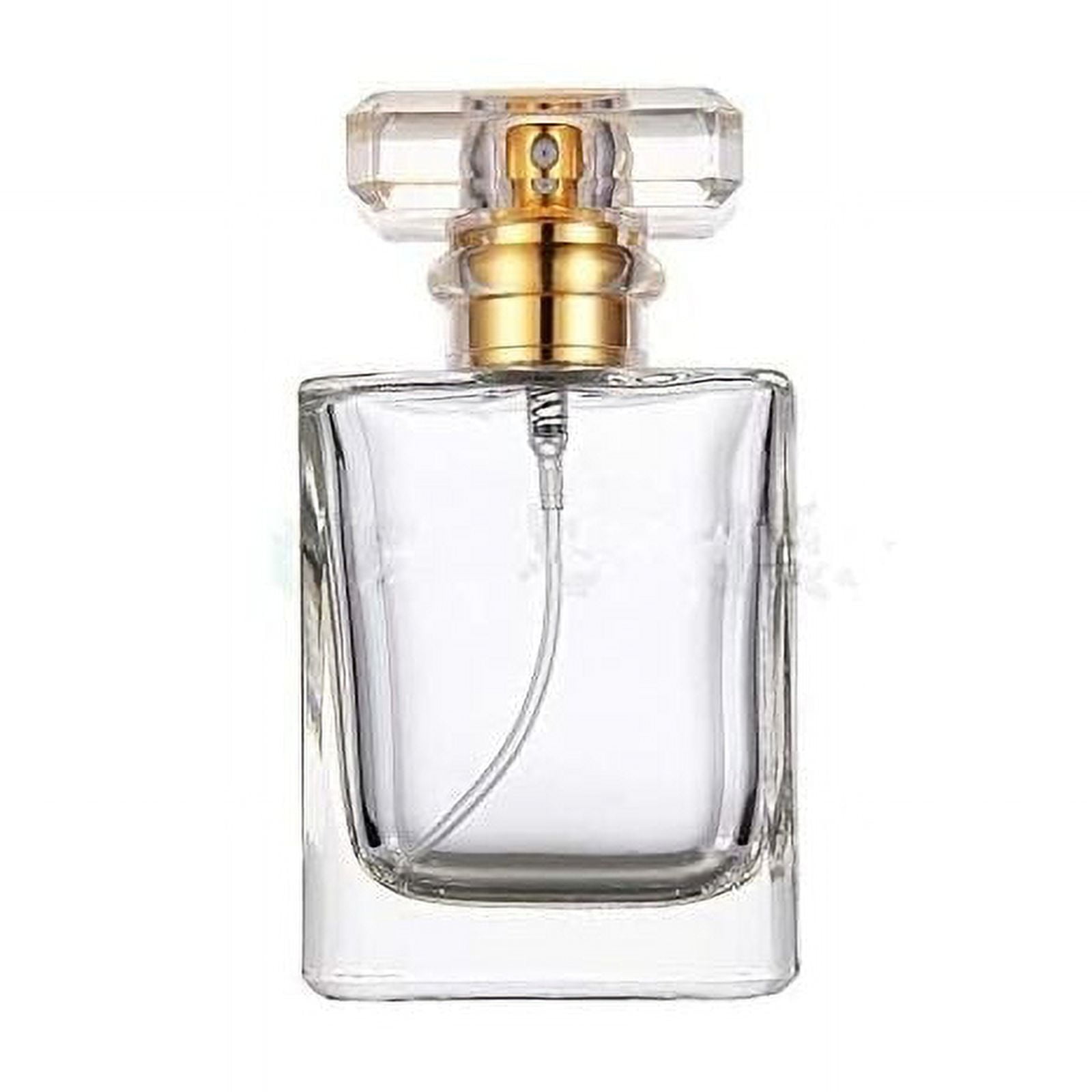 Empty rectangular glass perfume bottle, refillable, with atomizer, 50 ...