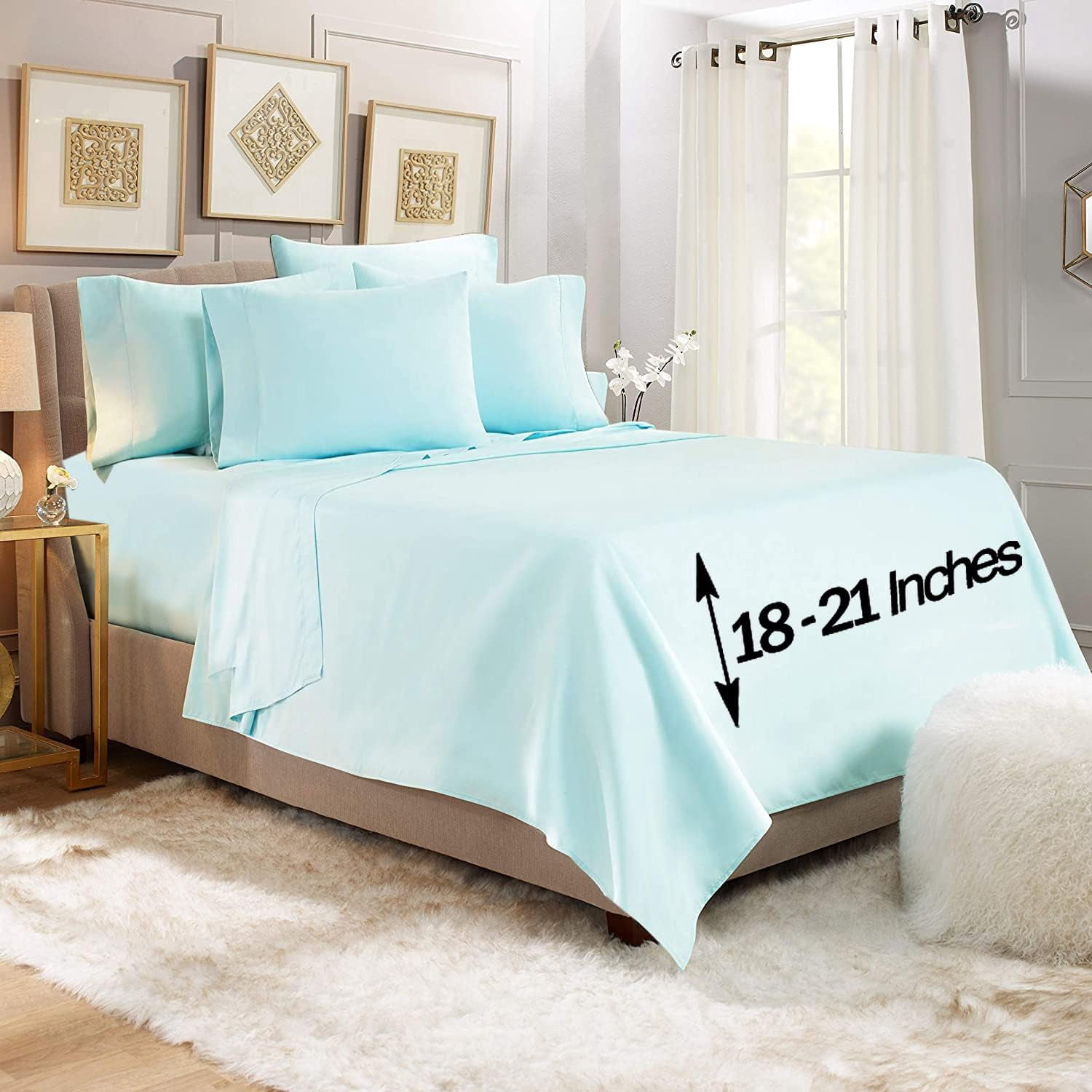 Empyrean Extra Deep Pocket Fitted Sheet - 6 Piece Sheet Set Soft 110 ...