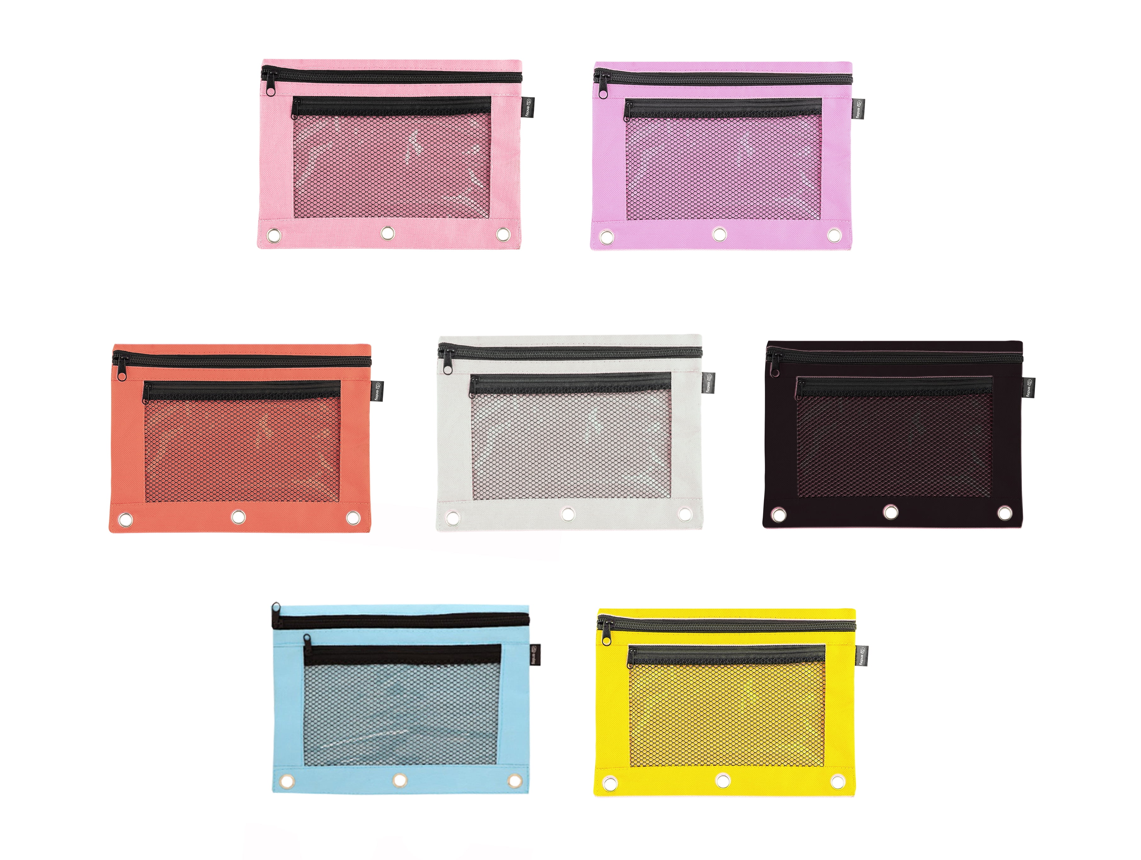 Emraw 3-Ring Pencil Pouches Pink, Yellow, Blue, Orange, Purple, Green ...