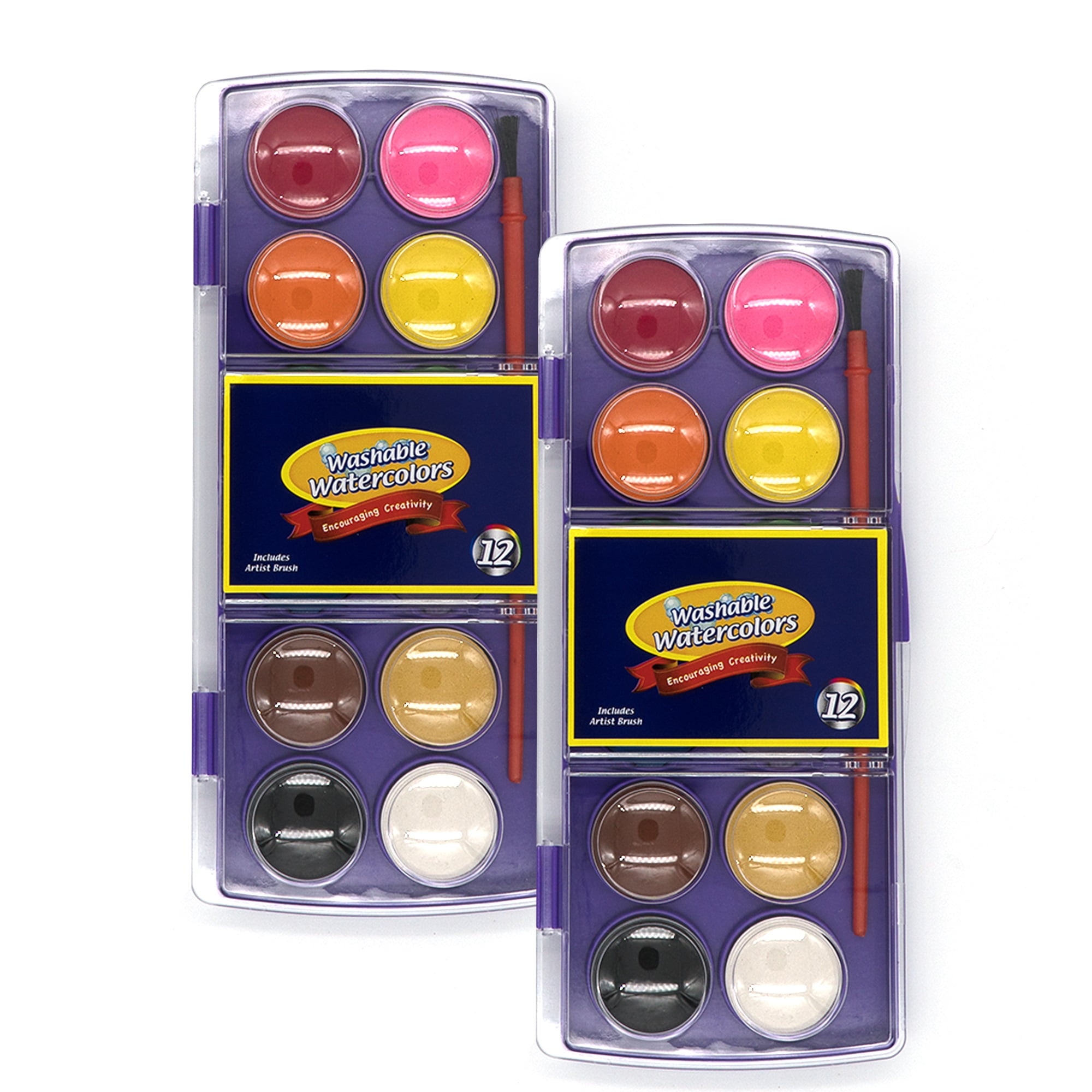 Emraw Assorted Color 12 Ct Washable Easy Take-Off Watercolors Paint ...