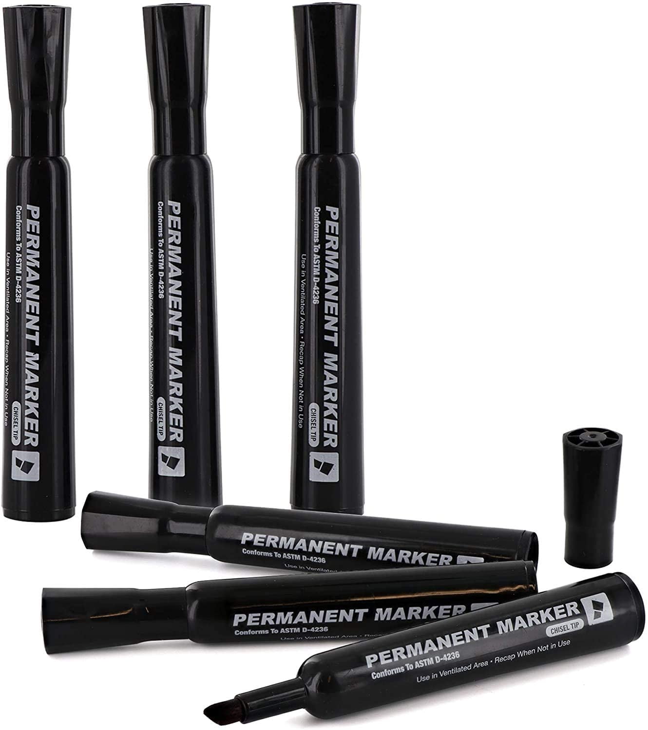 Emraw Black Chisel Tip Desk Style Permanent Markers Dry Erase Low Odor ...