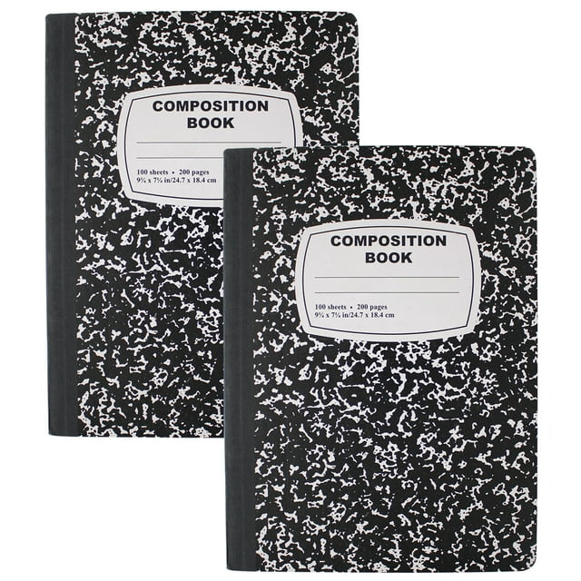 Emraw Black & White Marble Style Cover Composition Book with 100 Sheets ...