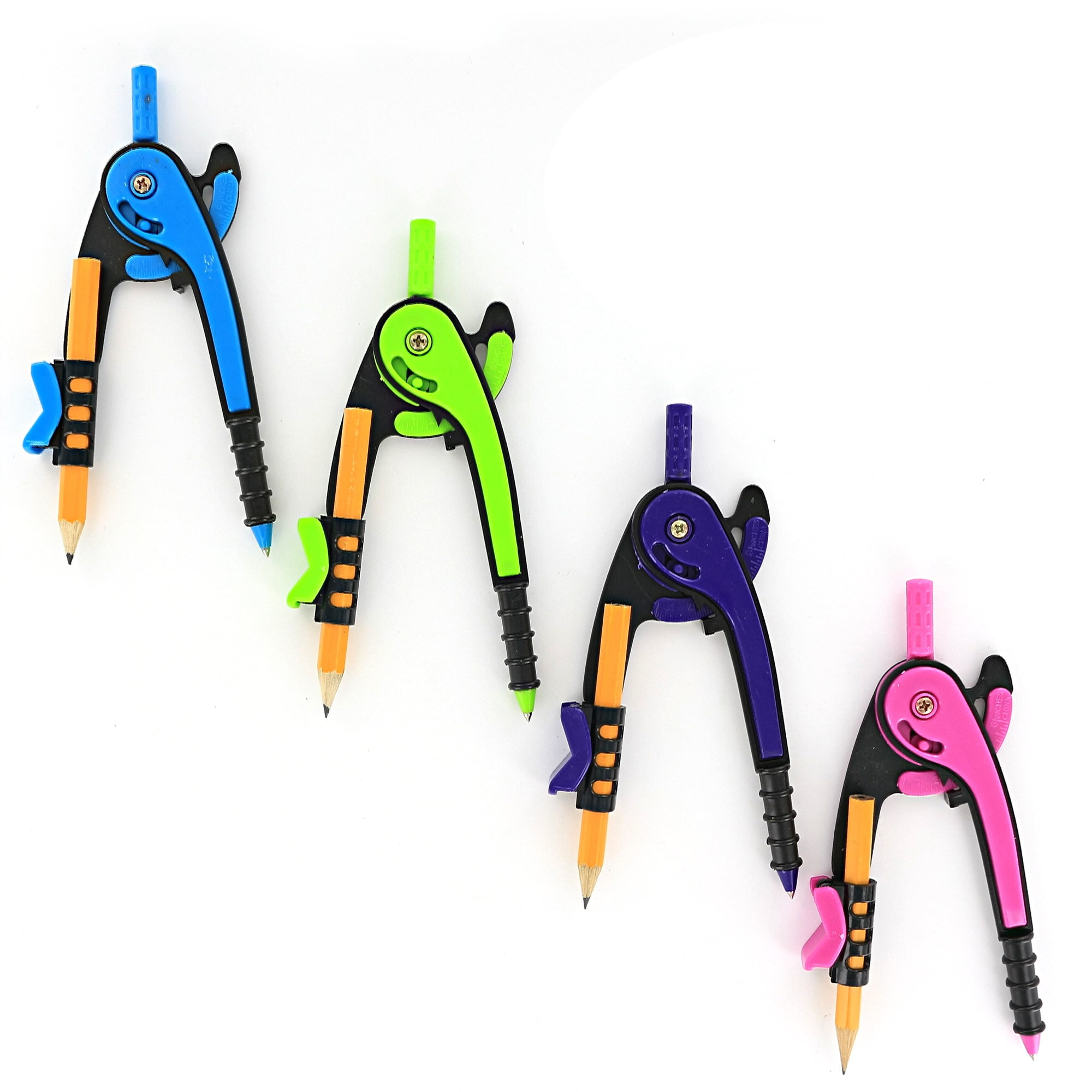 Emraw Bright Colored (Purple, Green, Blue & Pink) Scale-Arm Compass ...