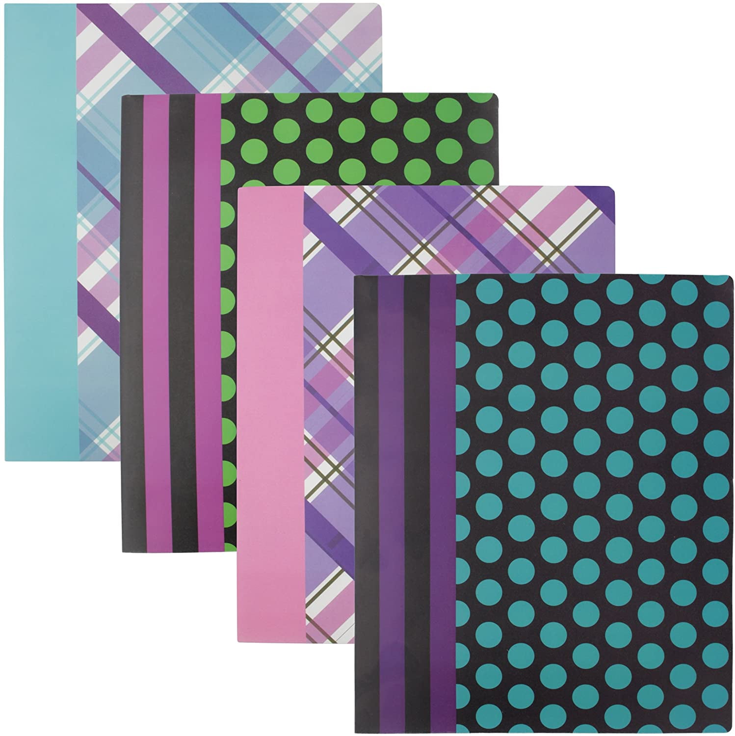 Emraw Laminated Fashion Plaid & Dots 2 Pocket Poly File Portfolio ...