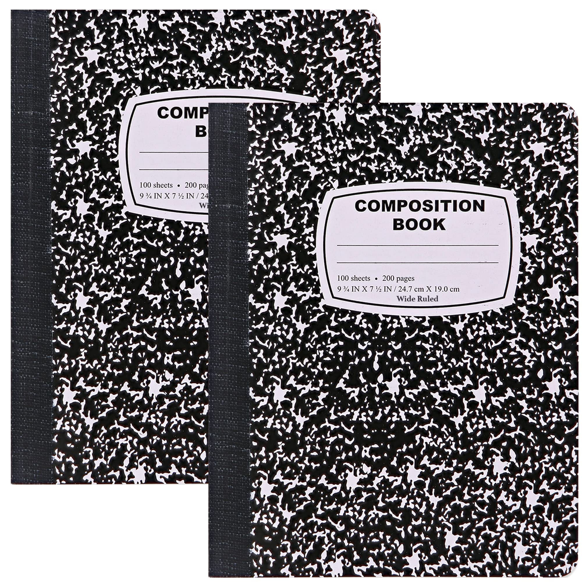 Emraw Black & White Marble Style Cover Composition Book with 100 Sheets ...
