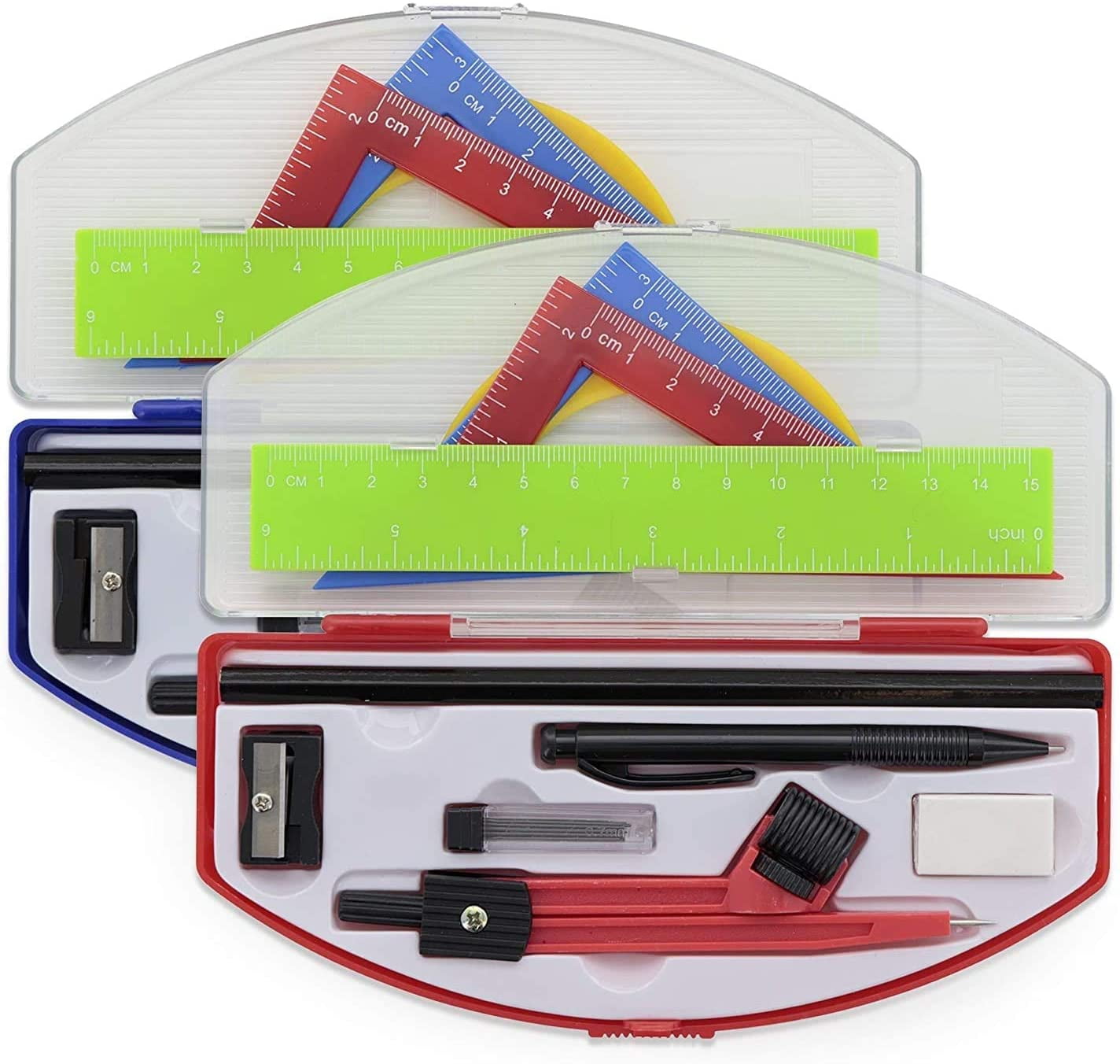 Emraw Student Math/Geometry 11 Piece Set Includes: Scale-Arm Compass ...