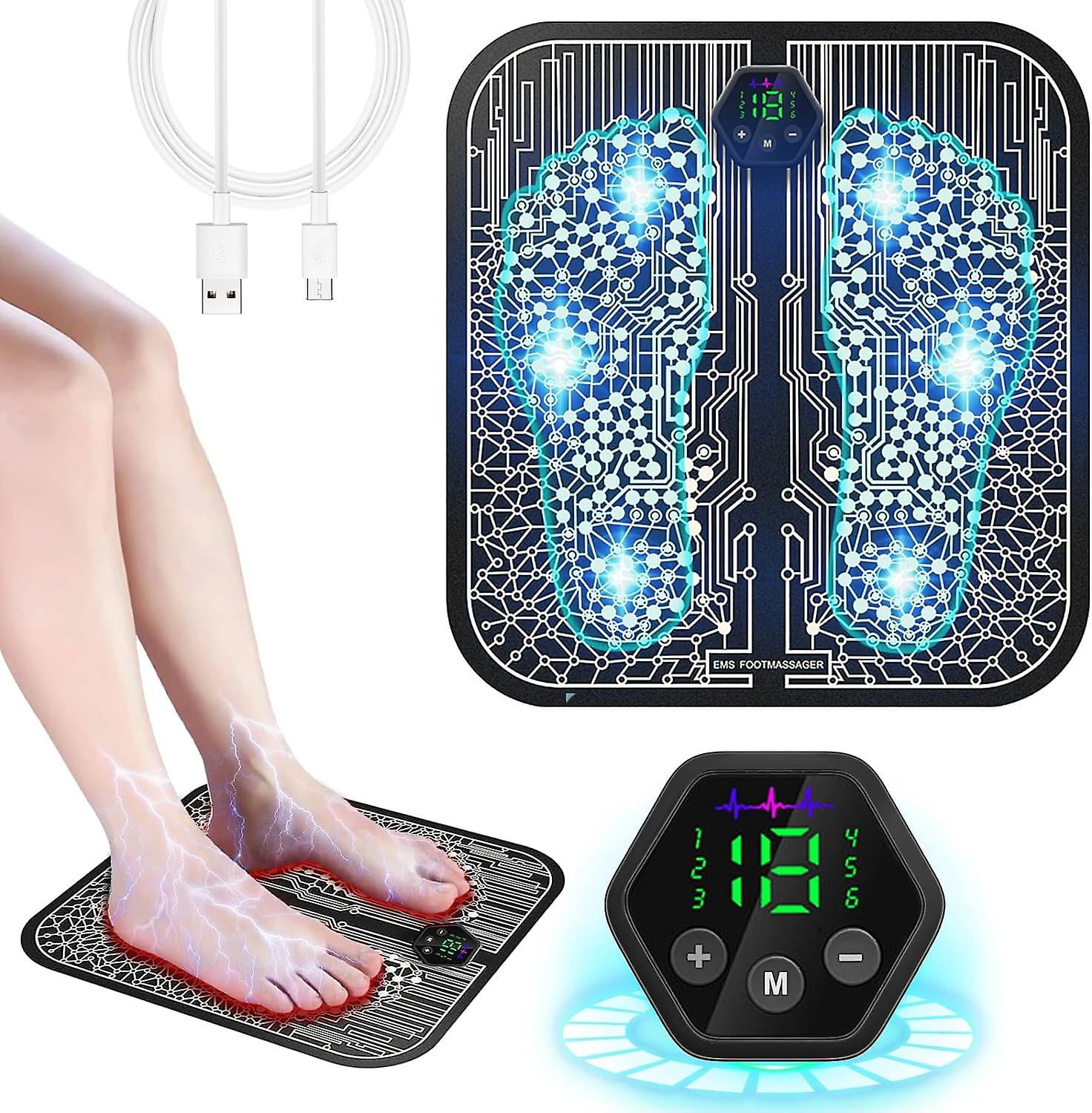 Ems Foot Massager Mat, Electric Foot Massager Muscle Stimulator 6 Modes ...