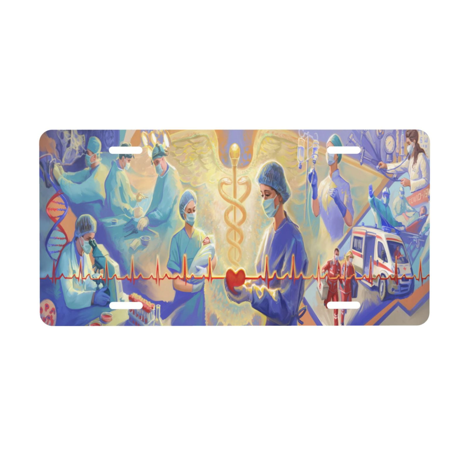 Ems Star Of Life Emt Paramedic Medic Art License Plate Front Metal Car ...