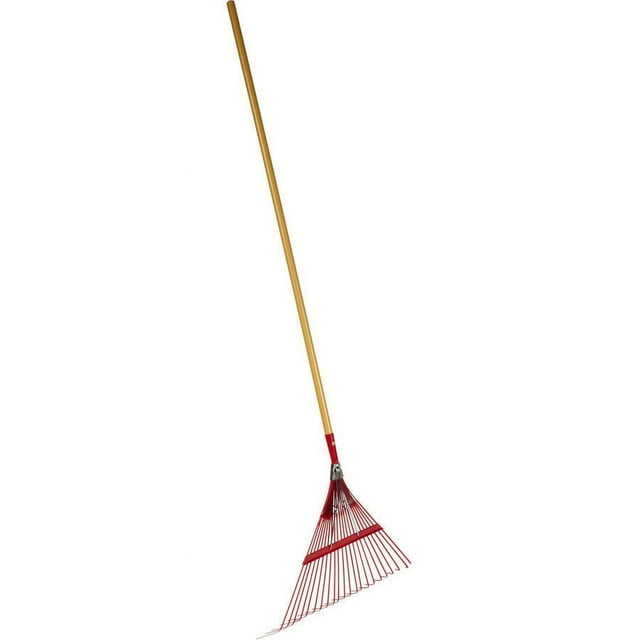 Emsco Group 2850 22.5" Fan Spring Metal Leaf Rake, 48" Wooden Handle ...