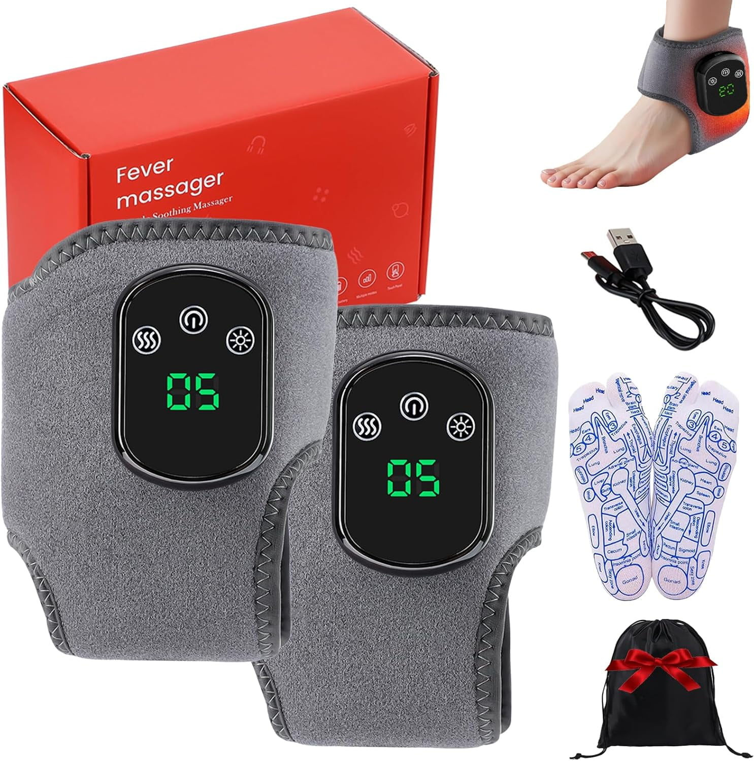 Emsense Foot Massager, Portable Wireless Ankle Support with Heat ...