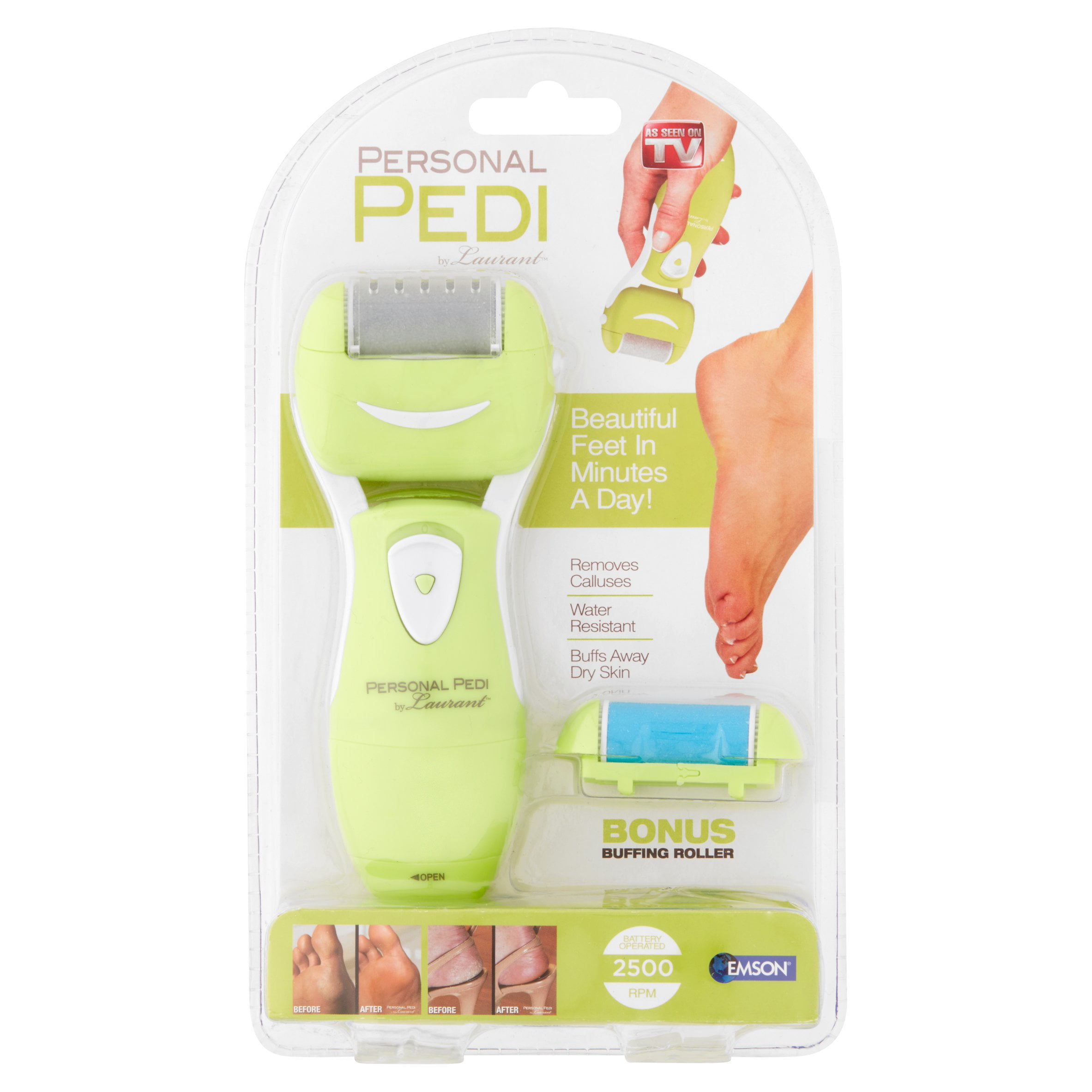Emson Personal Pedi Electric Foot Callus Remover, Lime Green, 0.35 ...