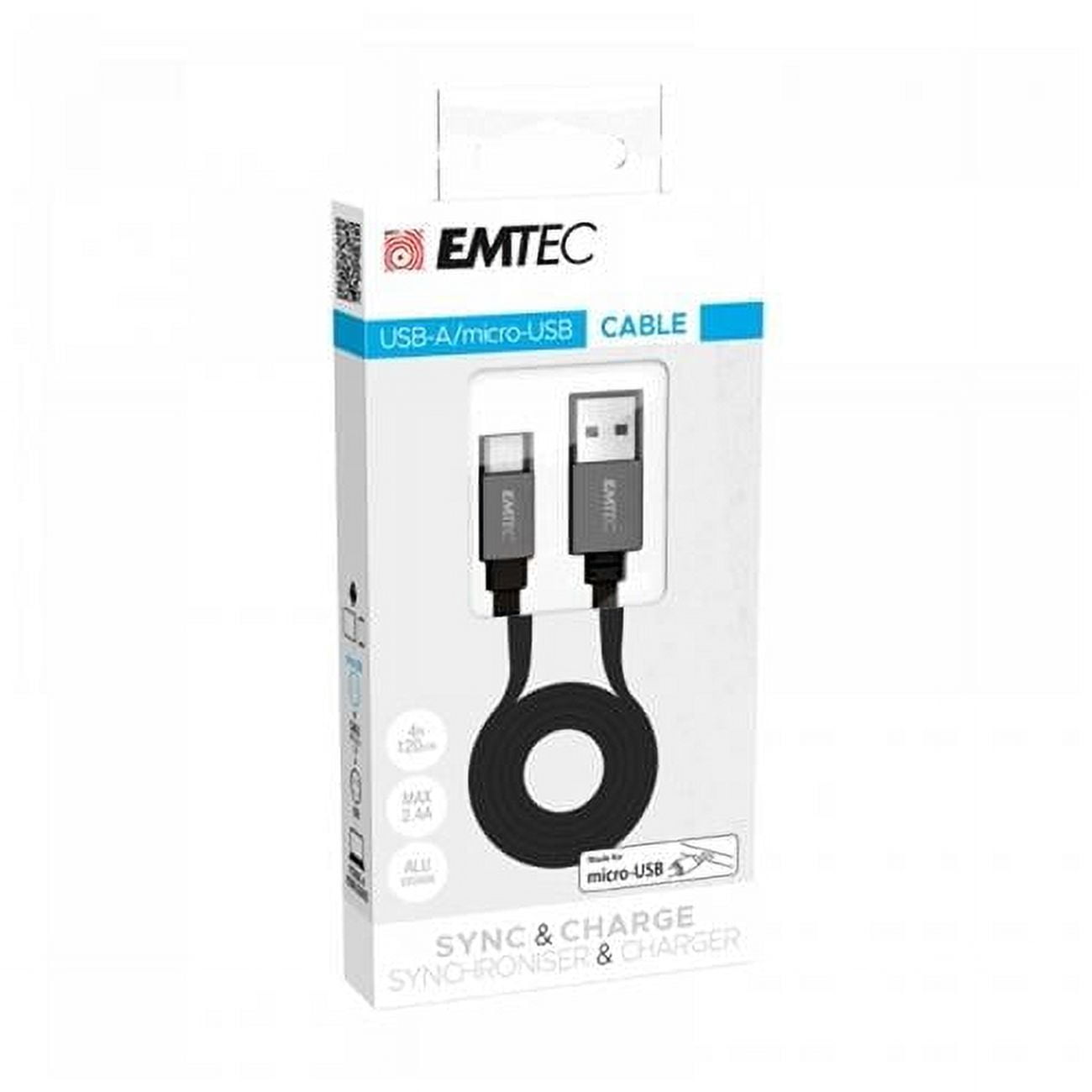 Emtec ECCHAT700MB T700 USB-A to Micro USB Cable, Black - Walmart.com