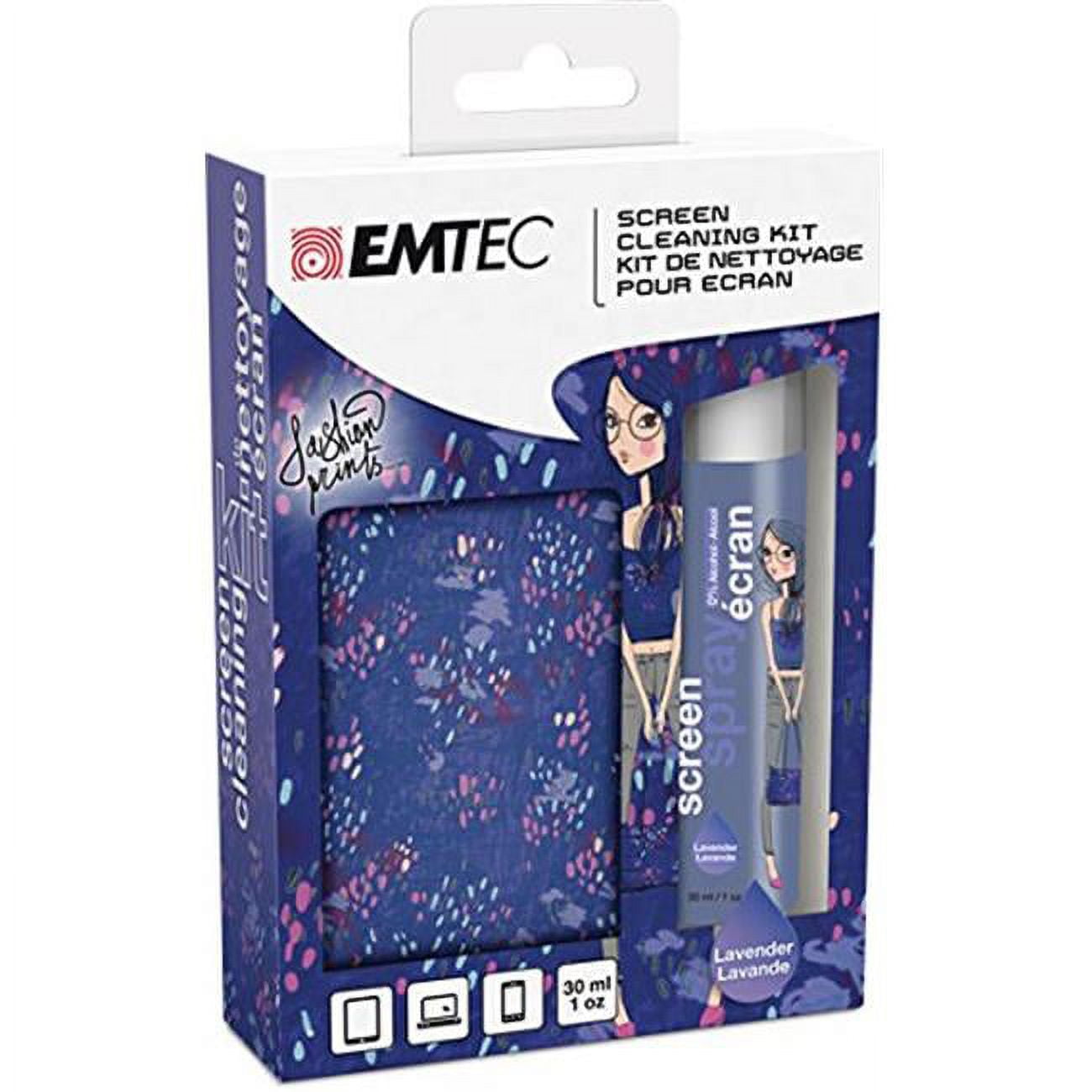 Emtec ECCLMOBILEKITFP1 Fashion Prints Mobile Cleaning Kit, Blue ...