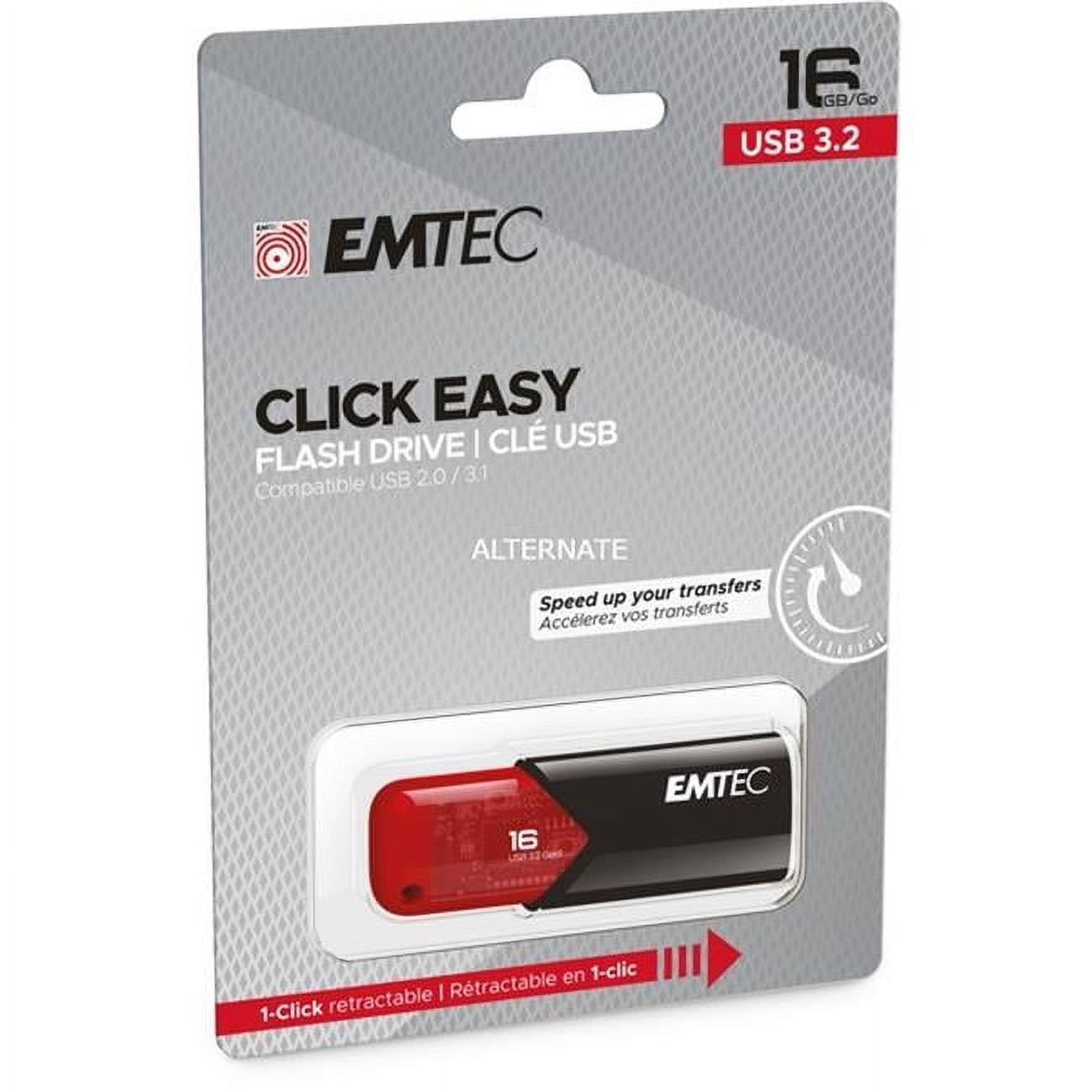 Emtec ECMMD16GB113 3.1 B113 Click Easy 16GB USB, Red & Black - Walmart.com