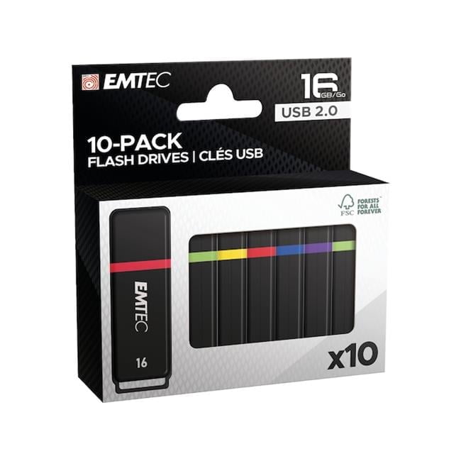 Emtec ECMMD16GK102P10 USB 2.0 16GB K100 Flash Drive Box - Pack 10 ...