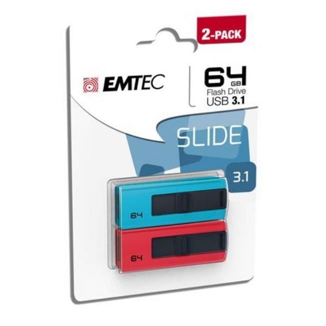 Emtec ECMMD64GB253P2 3.1 B253 64GB Slide USB - Pack of 2 - Walmart.com