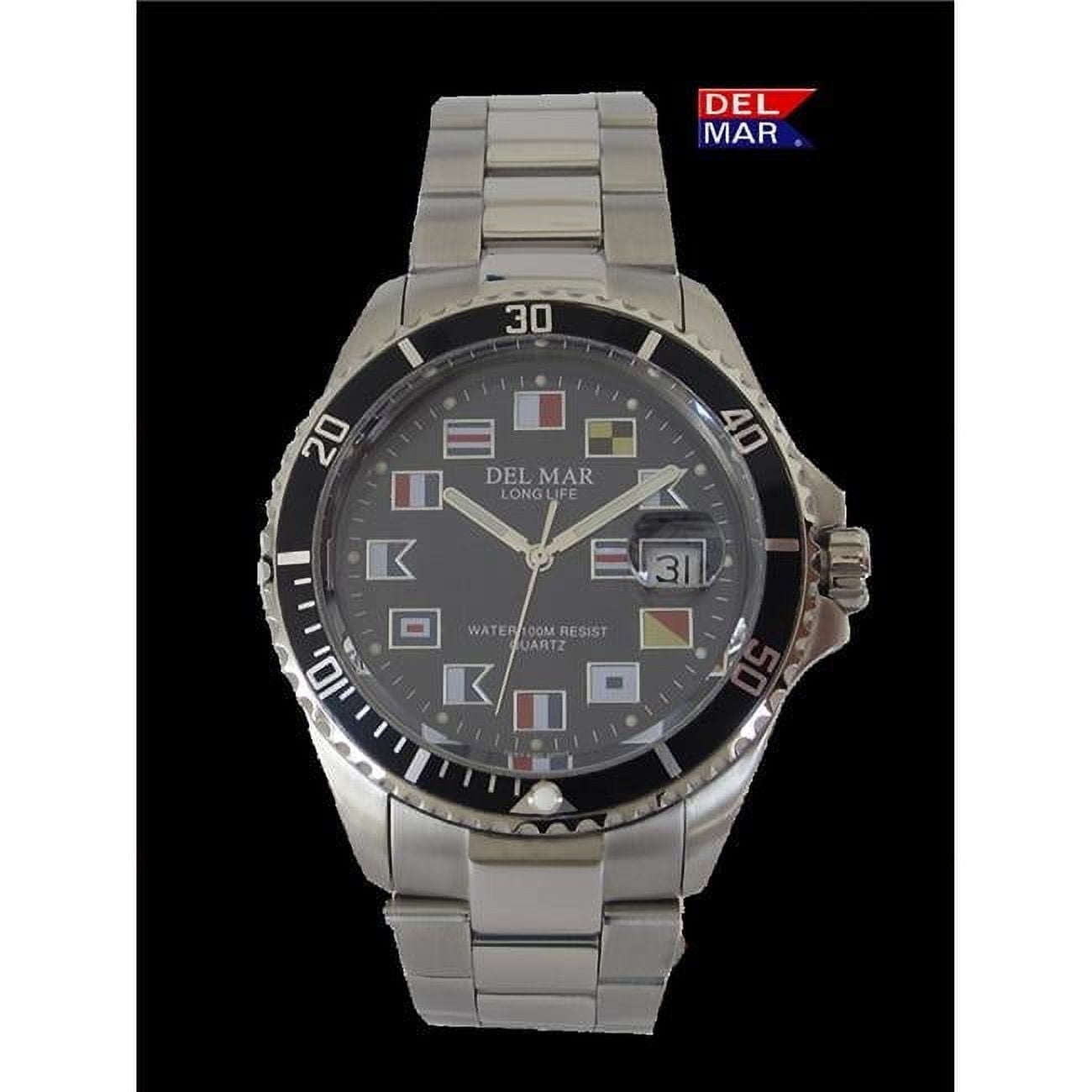 Emtech La Costa Co. 50377 Mens Long Life Nautical Black Face & Bezel SS ...