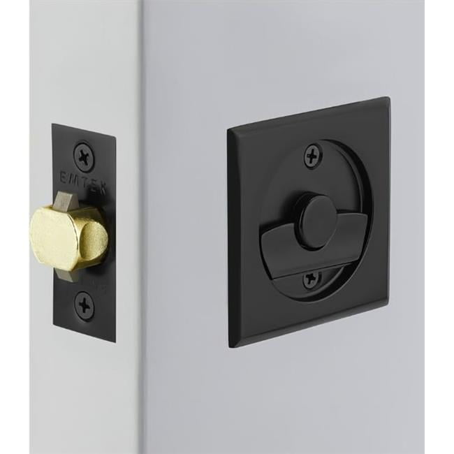 Emtek 2145US19 Round Pocket Door Tubular Lock with Privacy Strike Plate ...