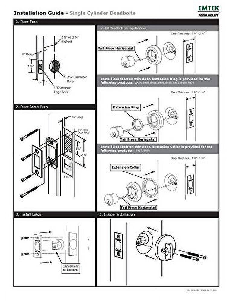 Emtek Hardware Deadbolt, Single Cylinder, Square, Solid Brass, Modern Style, C-Keyway, Model ...