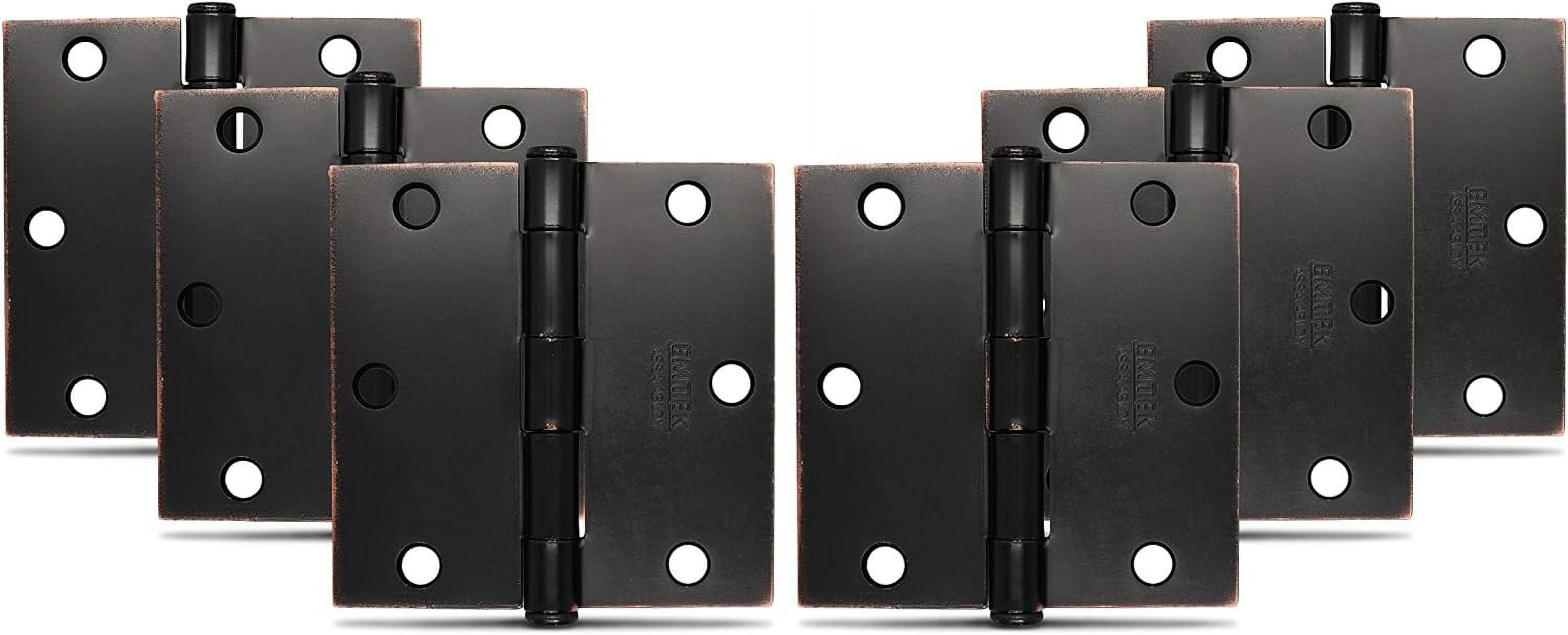 Emtek Hardware Steel Hinges, Residential Plain Bearing, Pack of 6, Square Corners, Size: 3.5 x 3 ...