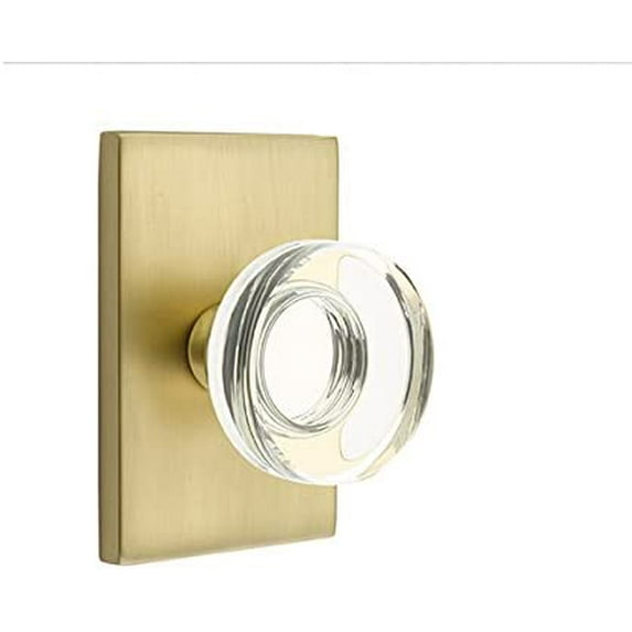 Emtek Passage Set, Modern Rectangle Rosette, Modern Disc Crystal Knob ...