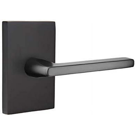 Emtek Privacy Set, Modern Rectangular Rosette, Helios Lever, Flat Black ...