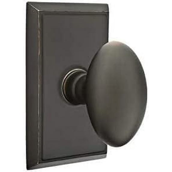 Emtek Privacy Set, Rectangular Rosette, Egg Knob, Oil Rubbed Bronze ...