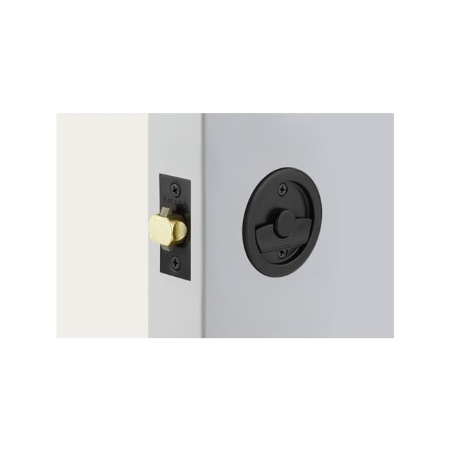 Emtek 2145US10B Round Pocket Door Tubular Lock with Privacy Strike ...