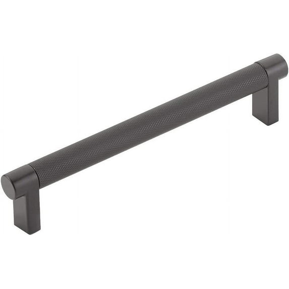 Emtek Select Knurled Cabinet Pull with Flat Black (US19) Stem Finish ...