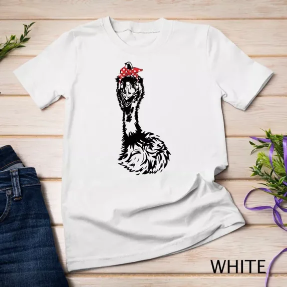Emu Bird Animal With Bandana Head Graphics Funny Unisex S-5XL T-Shirt ...