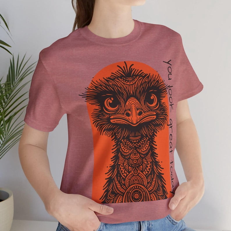 Emu Line Art Unisex Tee, Bird Graphic T-Shirt, Animal Lover Gift ...