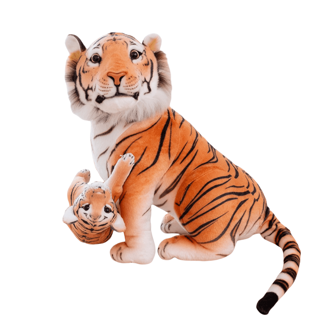 Emulate Tiger Plush Stuffed Animal Toy-Cute Mom&Baby Tiger Plush Animal ...