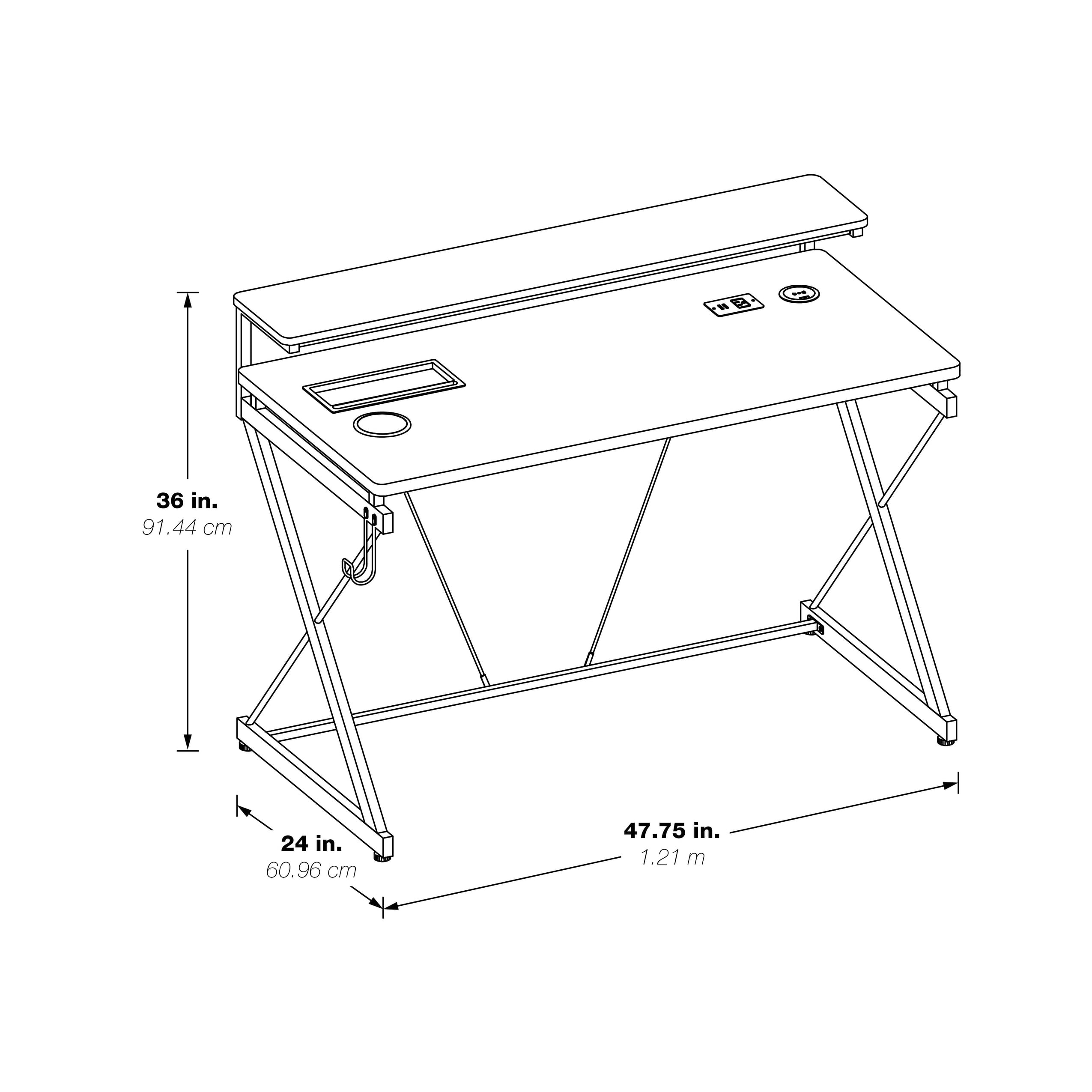 Emulator Battlestation Gaming Desk Engineered Wood in White Frame ...