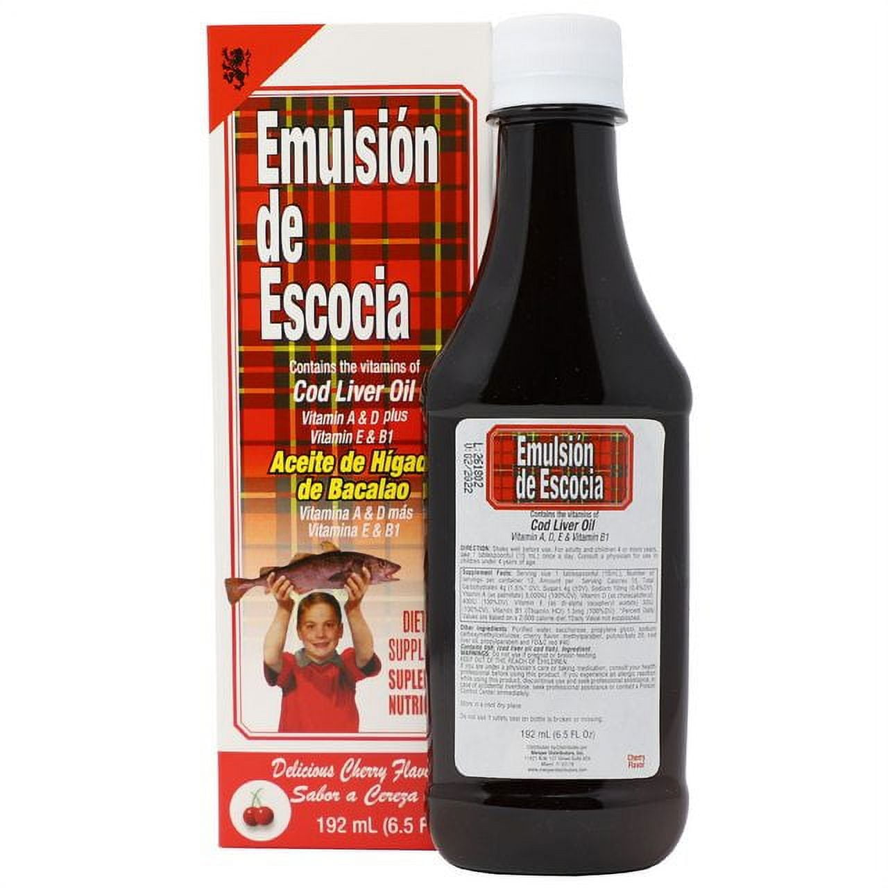 Emulsion De Escocia Cod Liver Oil Vitamin Supplement, Cherry Flavor ...