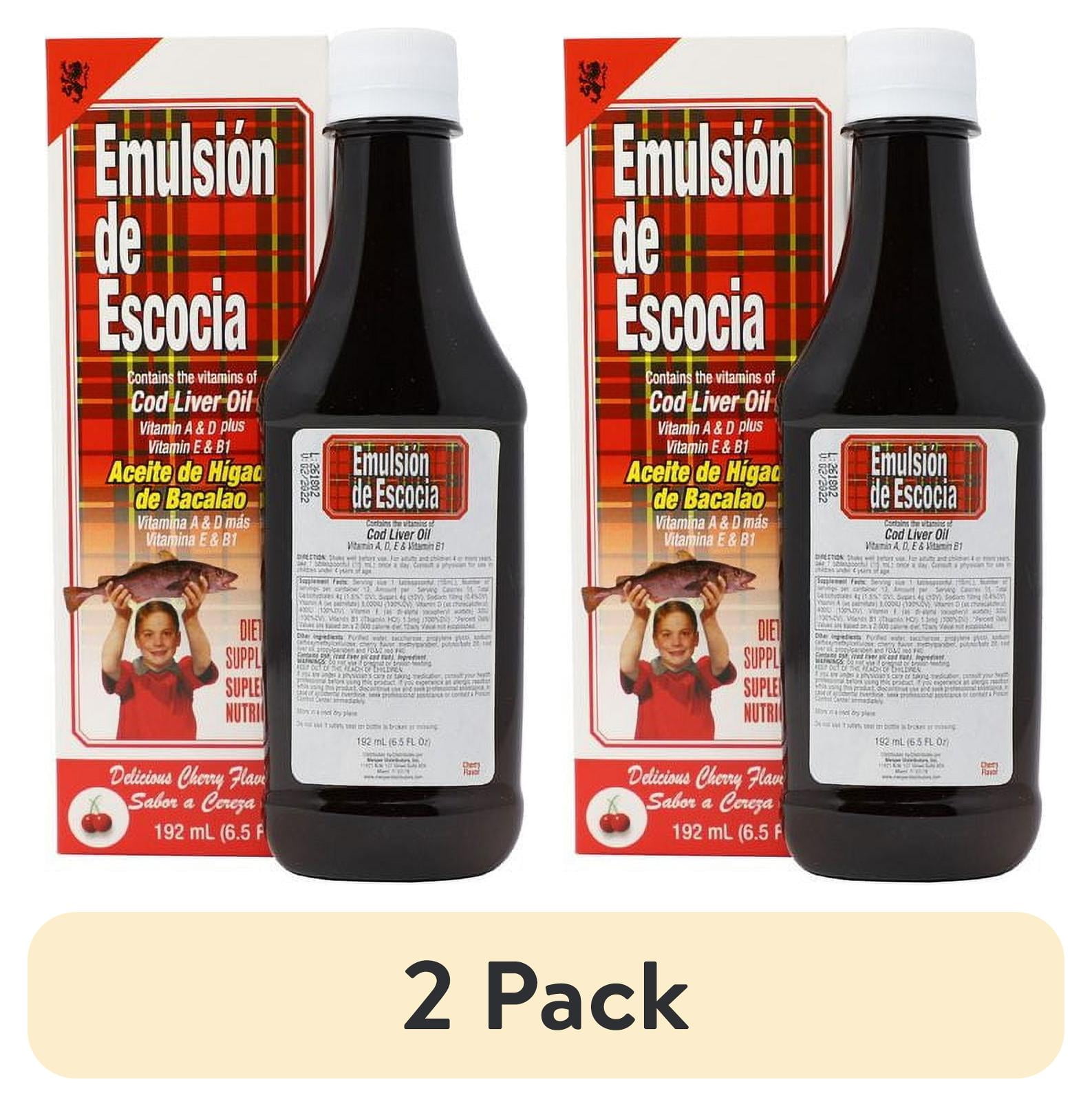 (2 pack) Emulsion De Escocia Cod Liver Oil Vitamin Supplement, Cherry ...