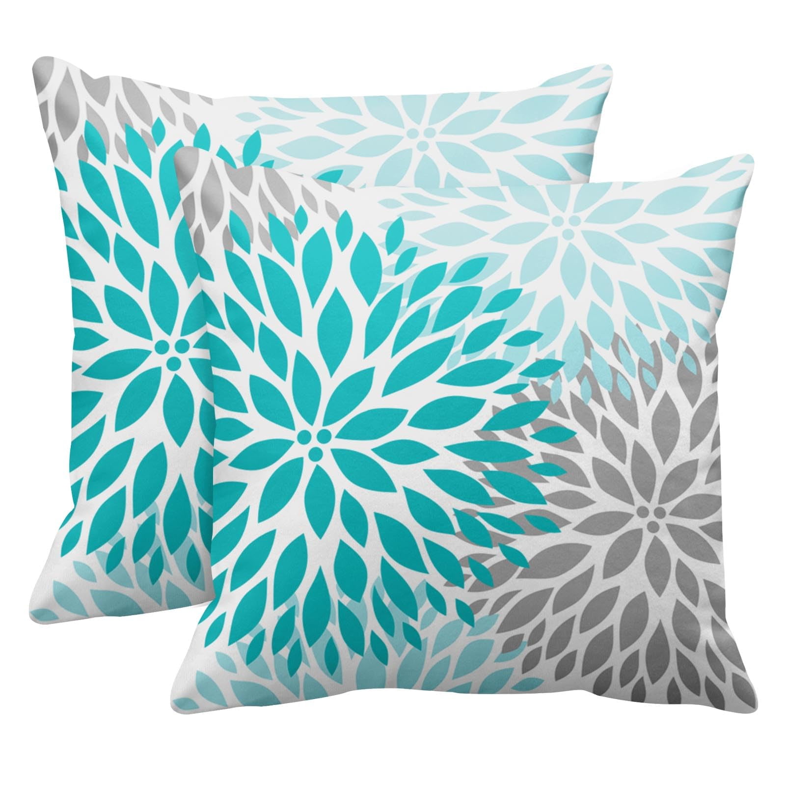 Emvency Throw Pillow Cover Teal White Turquoise Blue Gray Dahlia Mod ...