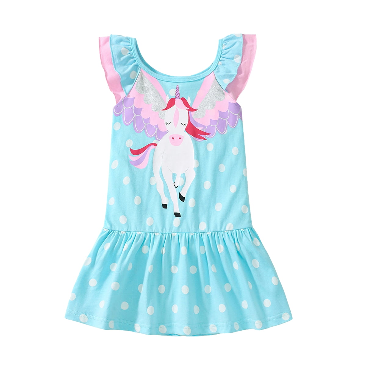 Emy Dola 100% Cotton 2-7T Little Girls Ruffle Sleeve Casual Dress ...