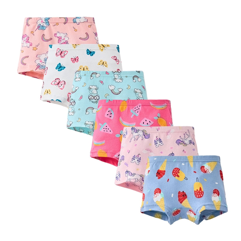 Emy Dola 100% Cotton Little Girls Underwear 6 Packs Toddler Kids ...