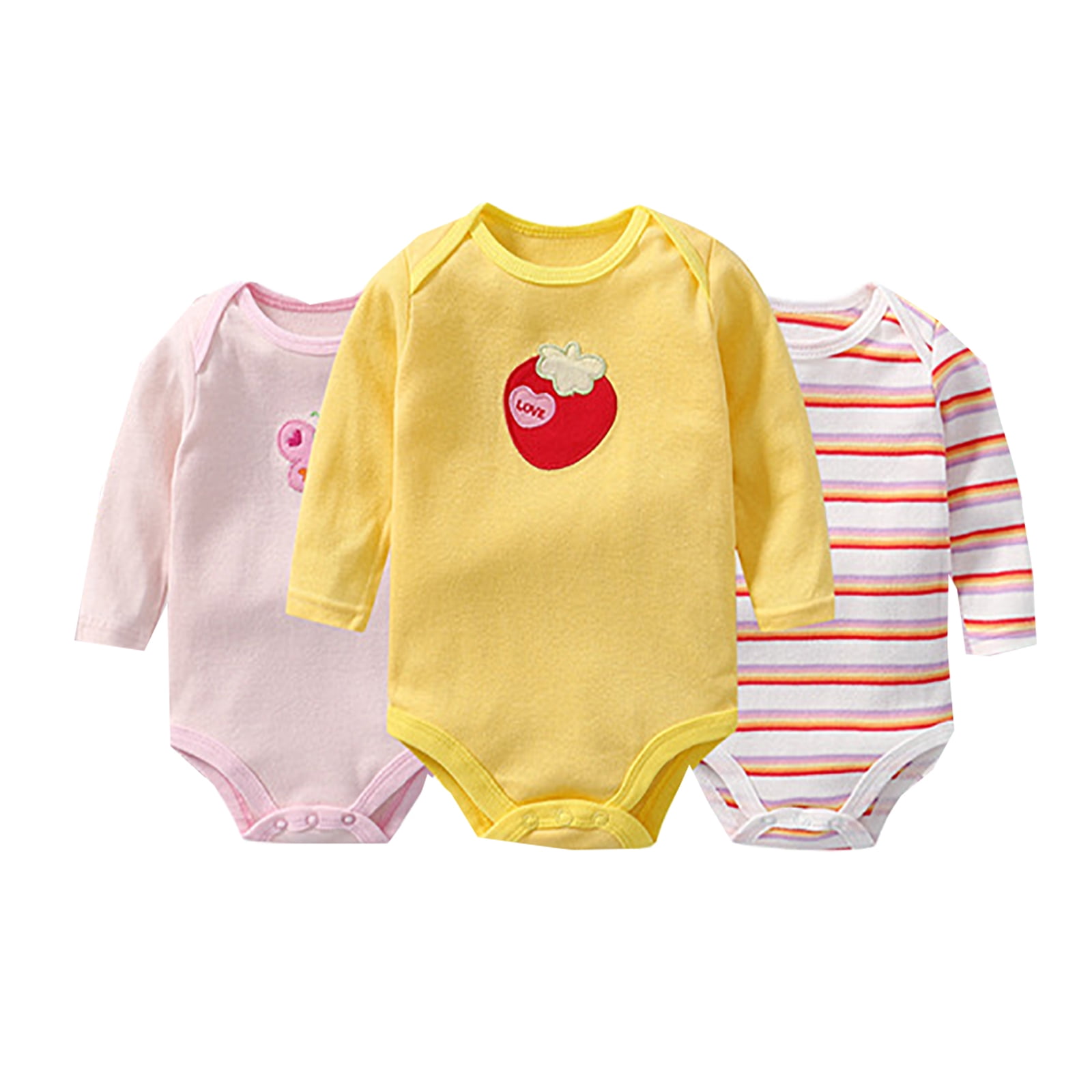 Emy Dola 3-Pieces Baby Boys Girls Rompers 100% Cotton Long Sleeve ...